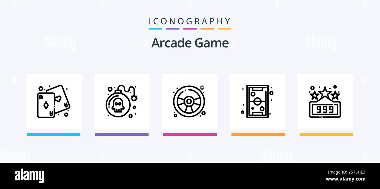 Arcade Line 5 Icon Pack Including play. breaker. coin. brick. game ...