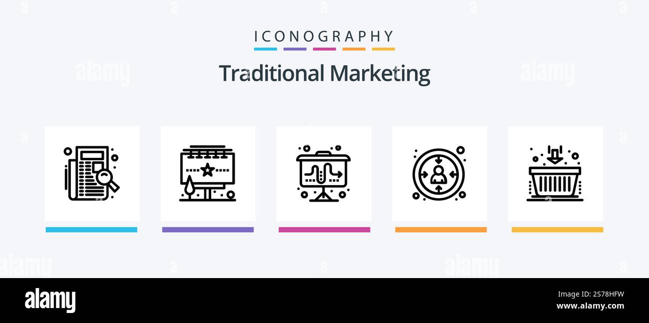 Traditional Marketing Line 5 Icon Pack Including profit. grow. budget ...