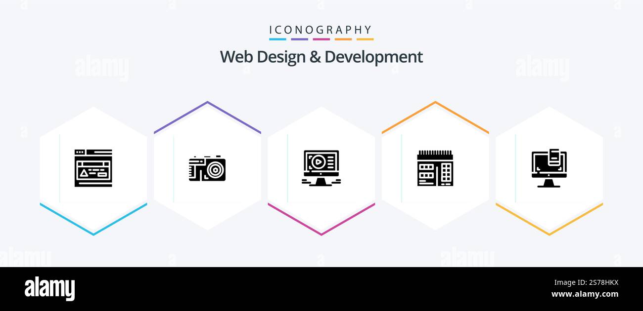 Web Design And Development 25 Glyph icon pack including . calendar . web . design Stock Vector ...