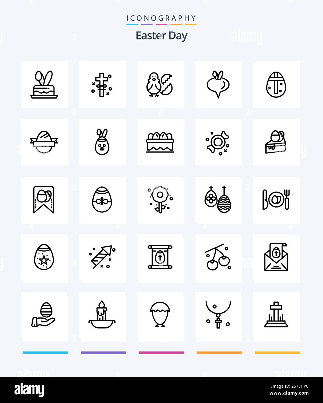 Creative Easter 25 OutLine icon pack Such As egg. vegetable. egg. turnip. happy Stock Vector ...