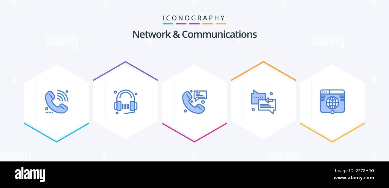 Network And Communications 25 Blue icon pack including support. chat ...