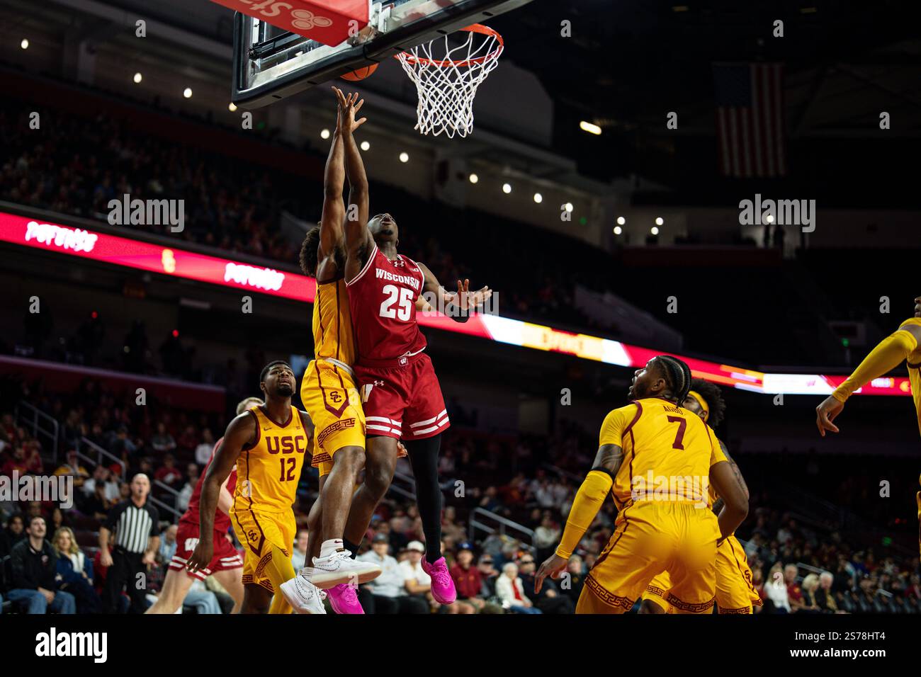 Los Angeles, United States. 18th Jan, 2025. Wisconsin Badgers guard ...