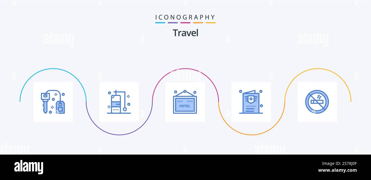 Travel Blue 5 Icon Pack Including . summer. sign. hotel. ticket Stock ...