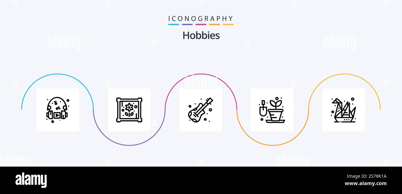 Hobbies Line 5 Icon Pack Including . origami. instrument. hobbies ...