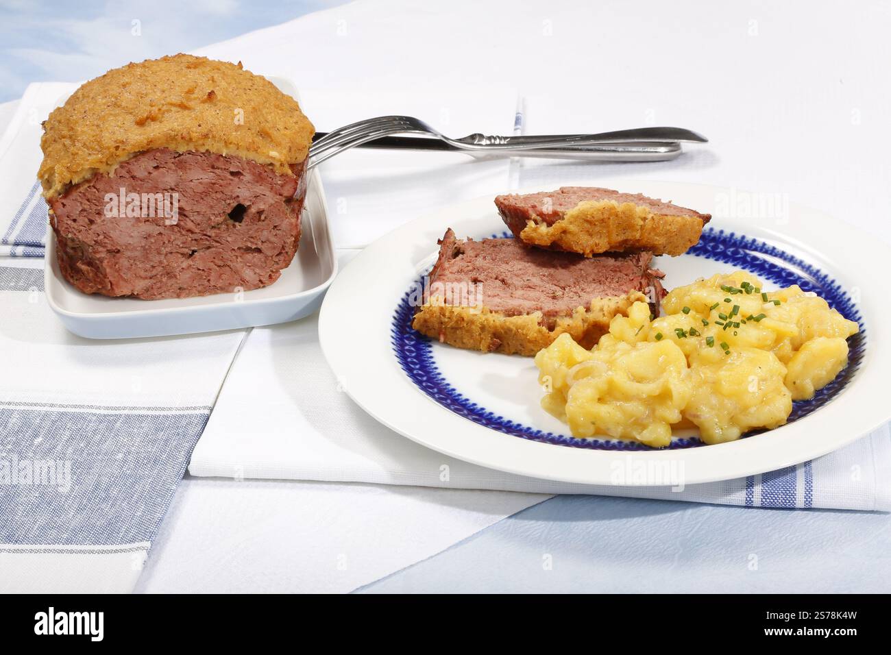 Swabian cuisine, Stuttgarter Leberkaes in a horseradish-mustard coating ...