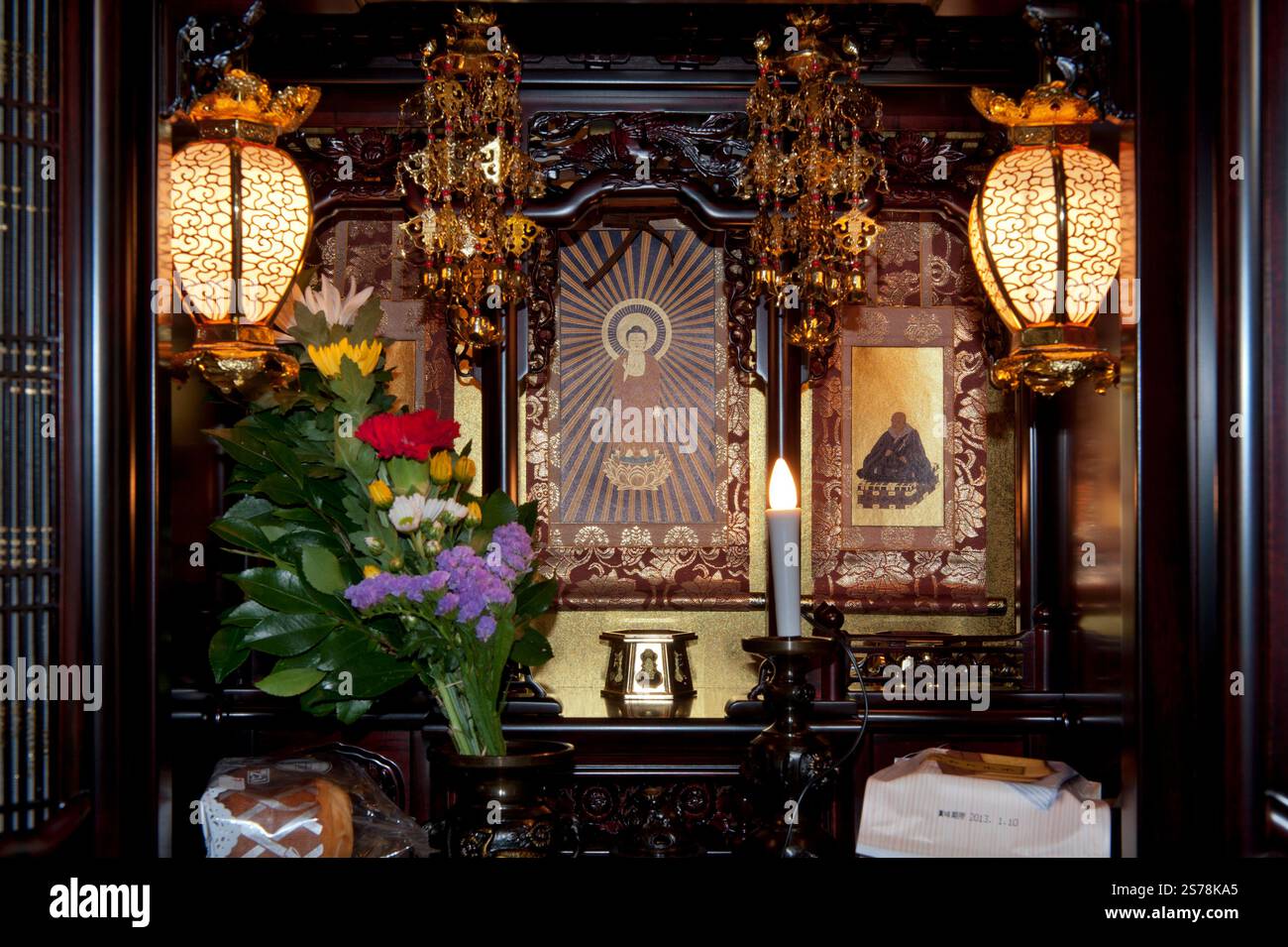 A Buddhist butsudan home altar is common in traditional Japanese houses ...