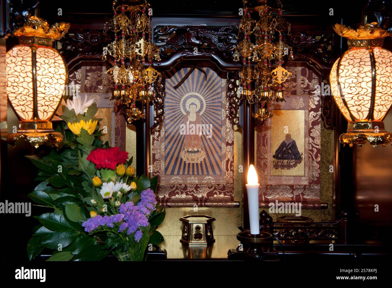 A Buddhist butsudan home altar is common in traditional Japanese houses ...
