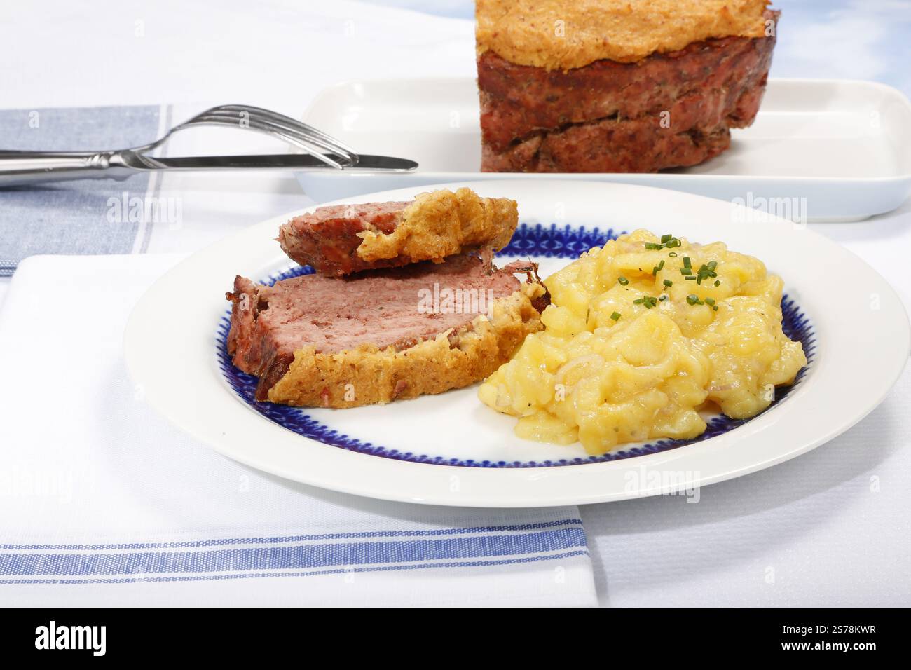 Swabian cuisine, Stuttgarter Leberkaes in a horseradish-mustard coating ...