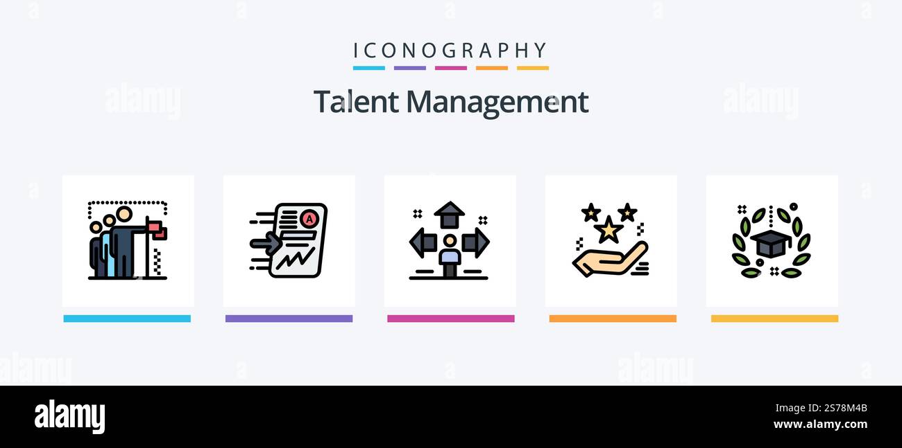 Talent Management Line Filled 5 Icon Pack Including star. hand ...