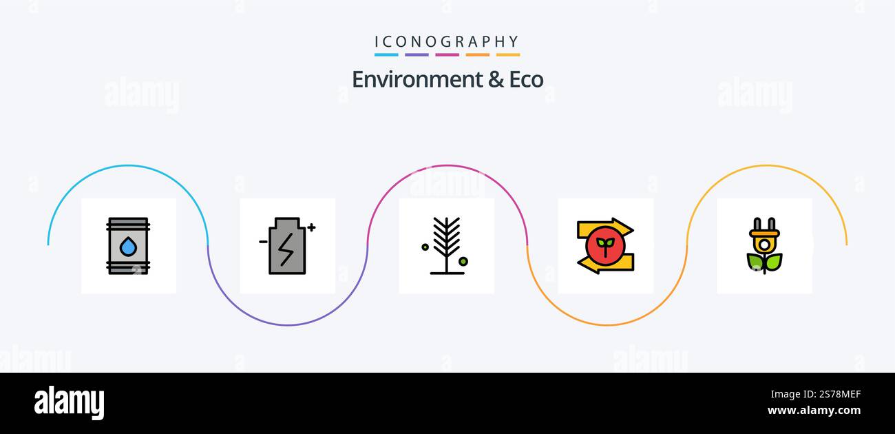 Environment And Eco Line Filled Flat 5 Icon Pack Including right. arrow ...