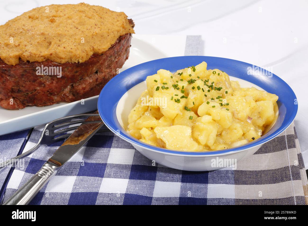 Swabian cuisine, Stuttgarter Leberkaes in a horseradish-mustard coating ...