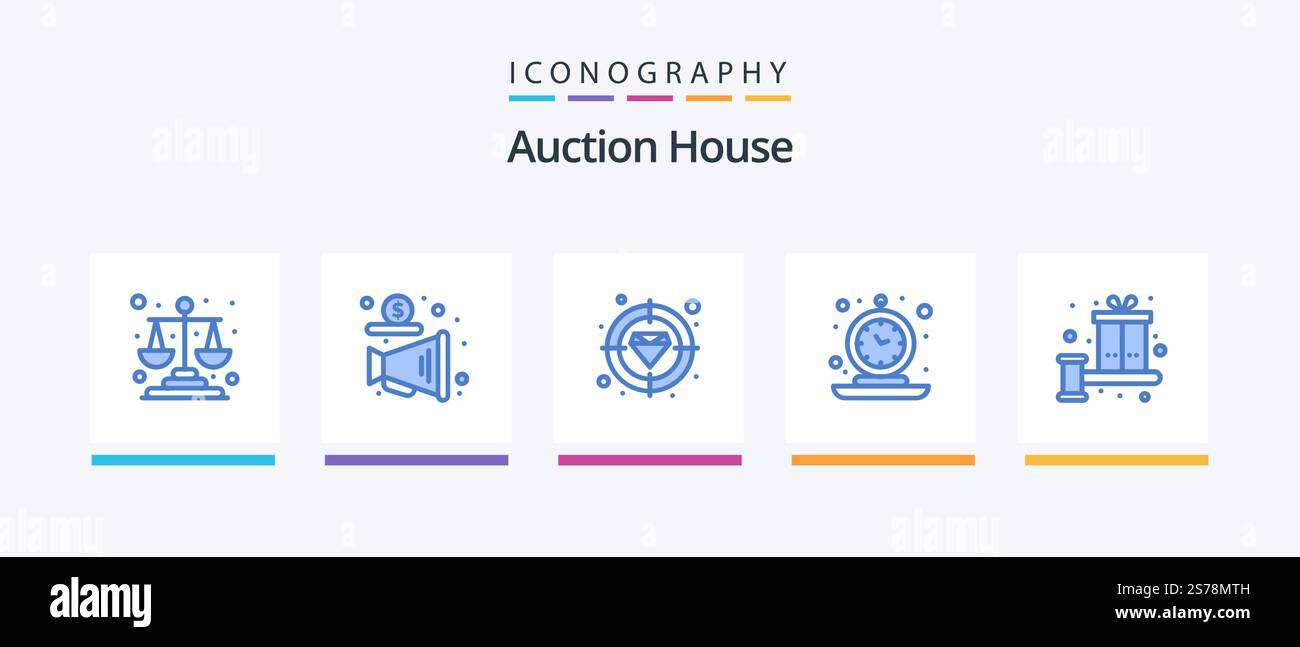 Auction Blue 5 Icon Pack Including balance. retro. diamond. old. alarm ...