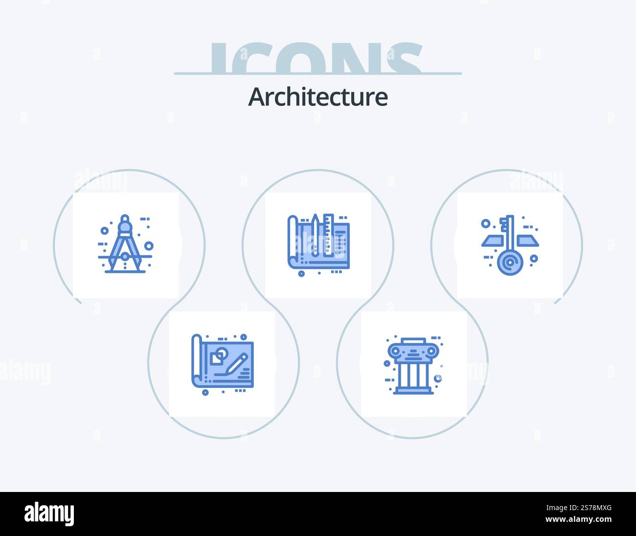 Architecture Blue Icon Pack 5 Icon Design. education. architect. column ...