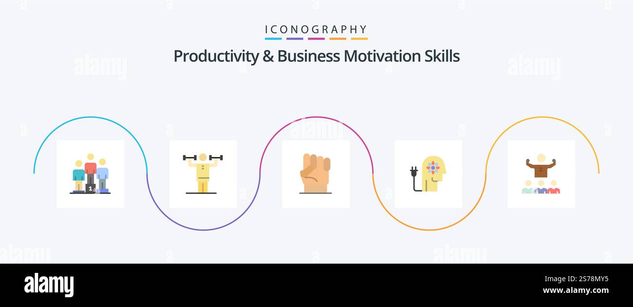 Productivity And Business Motivation Skills Flat 5 Icon Pack Including ...