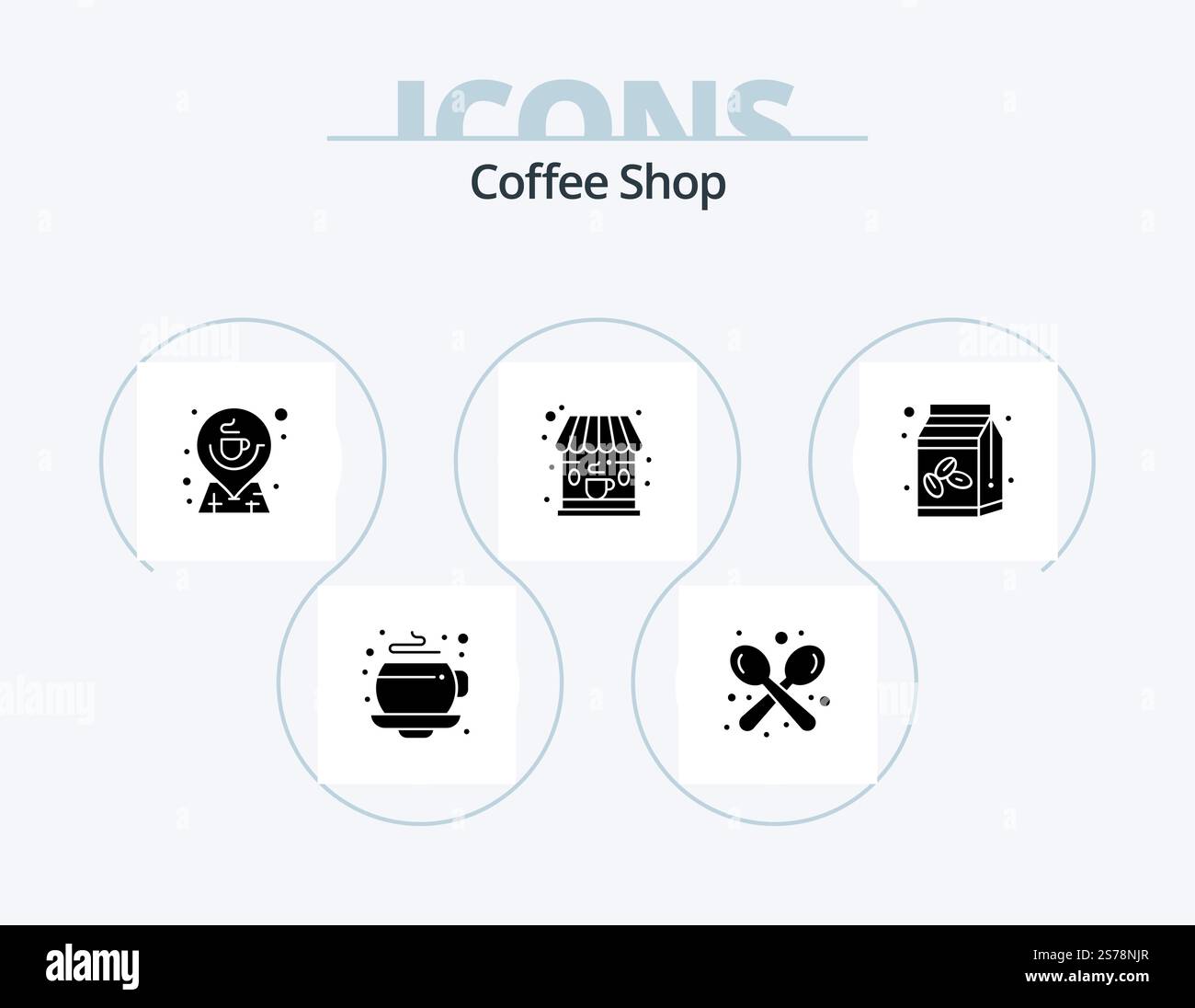 Coffee Shop Glyph Icon Pack 5 Icon Design. coffee box. shop. coffee ...