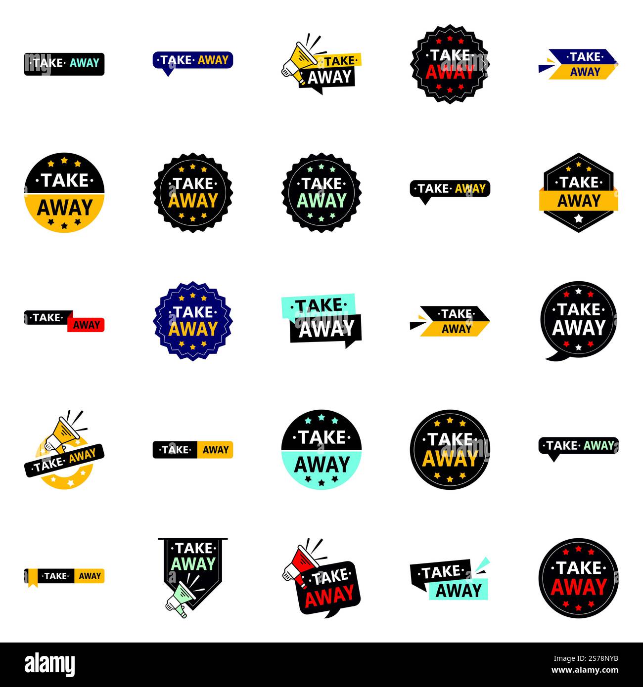 25 Customizable Vector Designs in the Take Away Bundle Perfect for Food ...