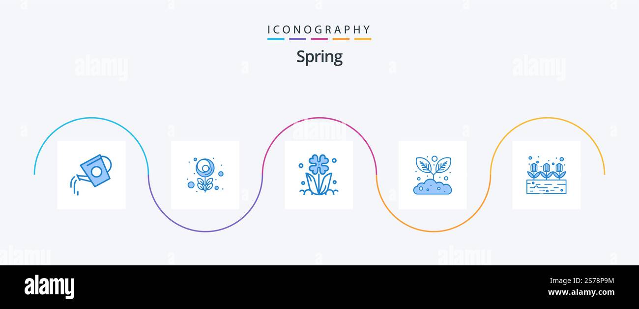Spring Blue 5 Icon Pack Including growing. plant. flora. growing. rose ...