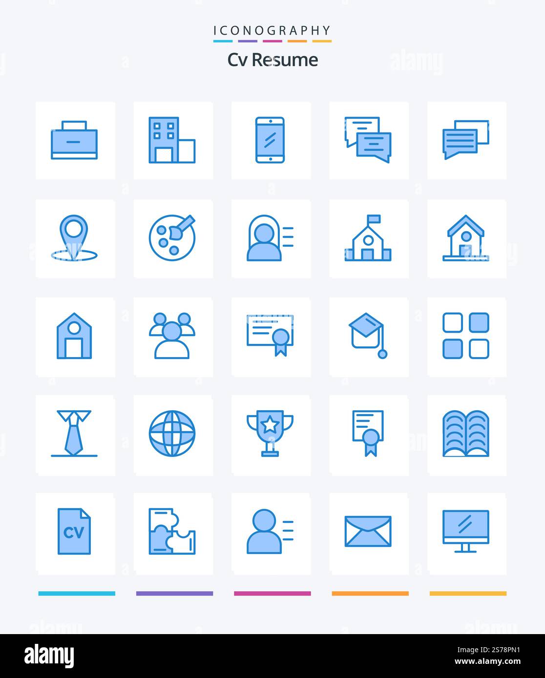 Creative Cv Resume 25 Blue icon pack Such As drawing. map. chat ...