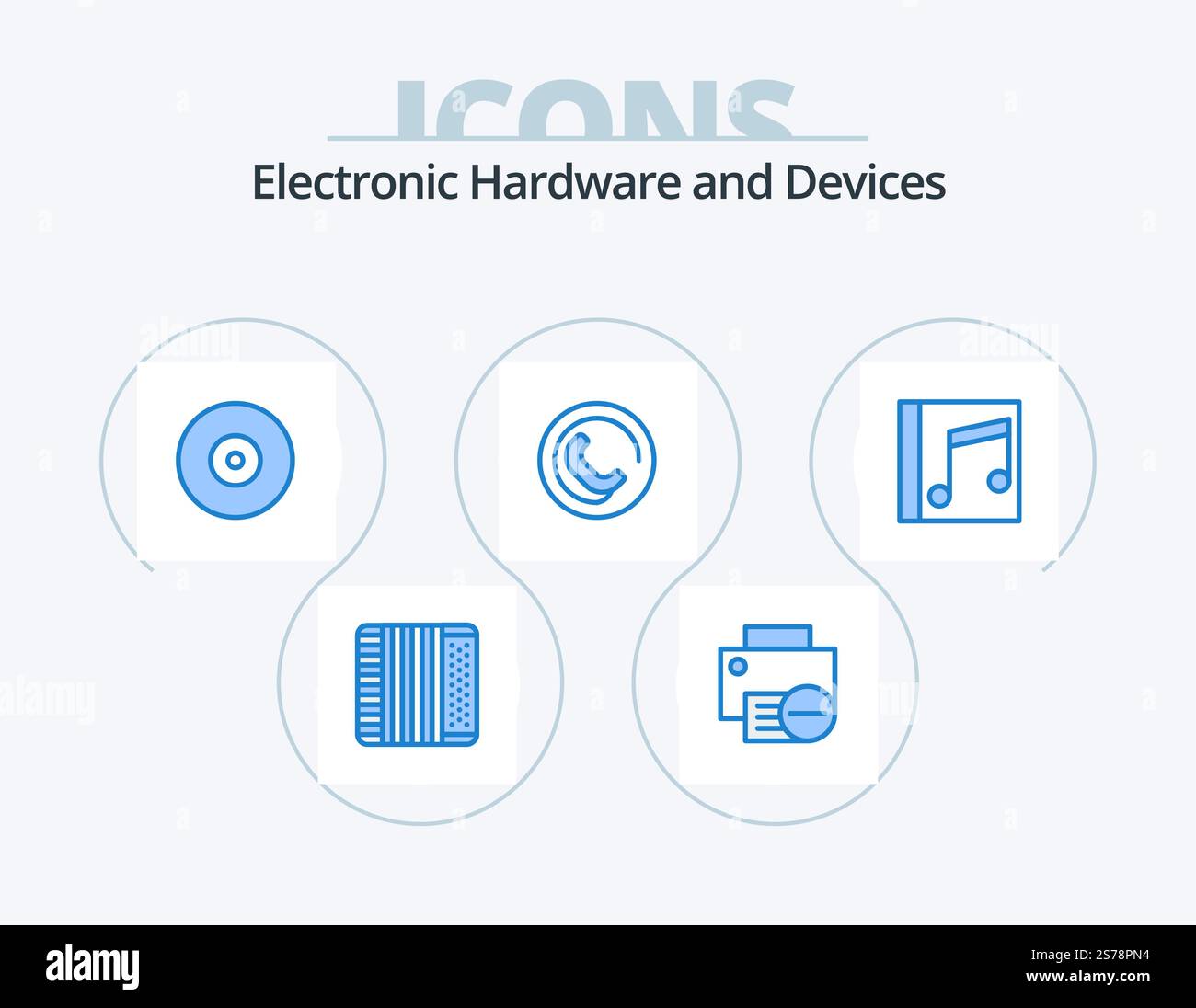 Devices Blue Icon Pack 5 Icon Design. music. album. printer. sign ...