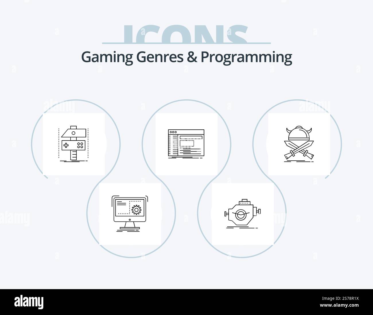 Gaming Genres And Programming Line Icon Pack 5 Icon Design. robot. autonomous. fight. speed ...