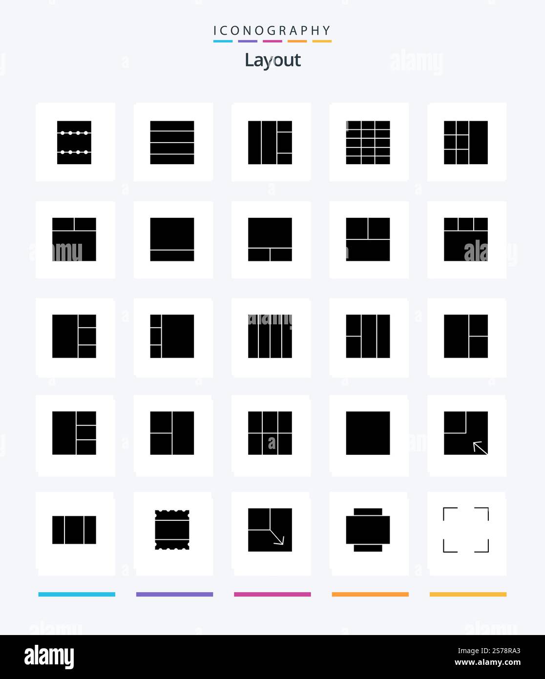 Creative Layout 25 Glyph Solid Black icon pack Such As rotate. view ...