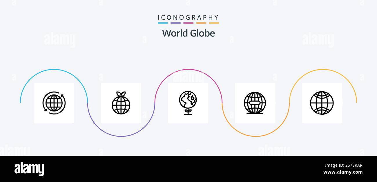 Globe Line 5 Icon Pack Including world. global. eco. internet. global ...