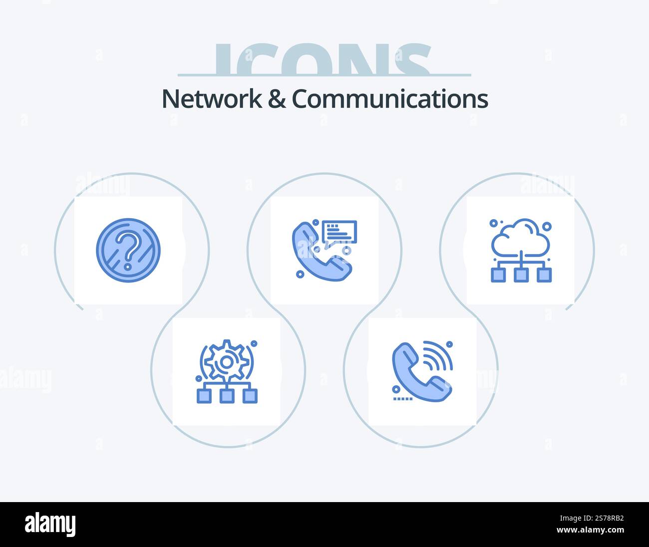 Network And Communications Blue Icon Pack 5 Icon Design. messaging ...