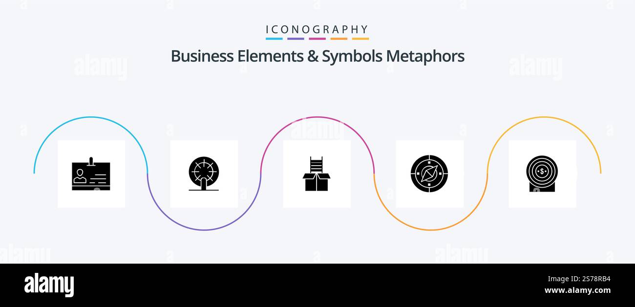 Business Elements And Symbols Metaphors Glyph 5 Icon Pack Including ...