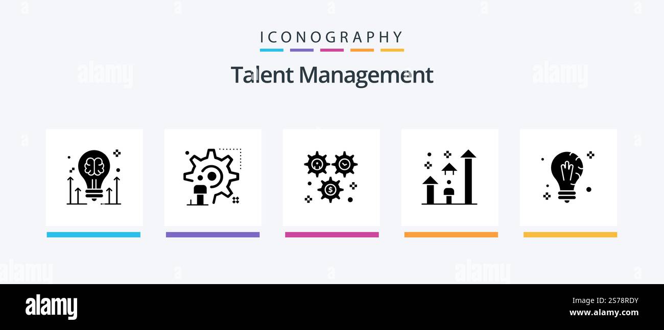 Talent Management Glyph 5 Icon Pack Including arrow. man. man. dollar ...