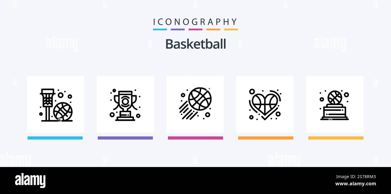 Basketball Line 5 Icon Pack Including shop. building. ball. basketball ...