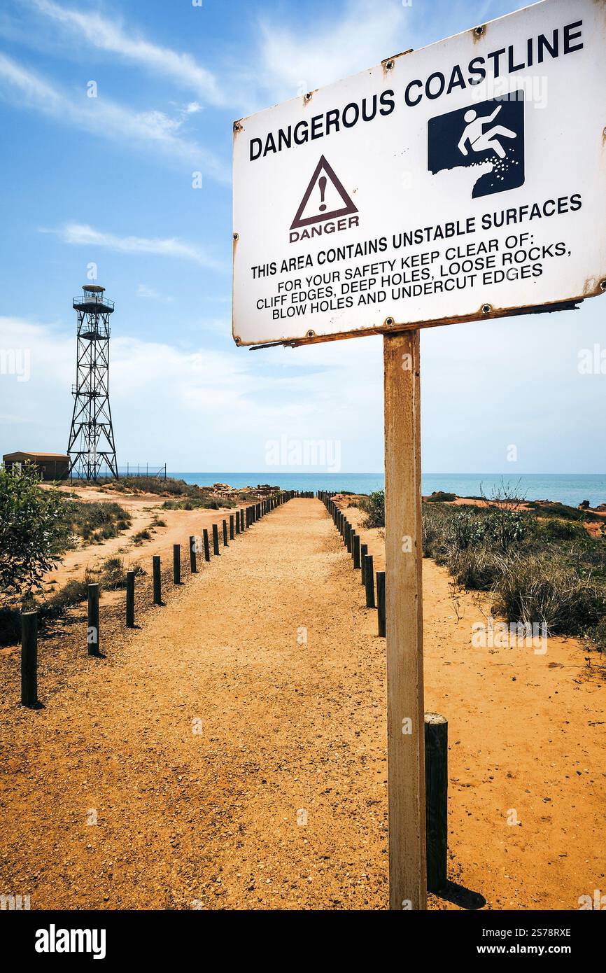 An image of the nice scenery of Broome Australia with warning sign ...