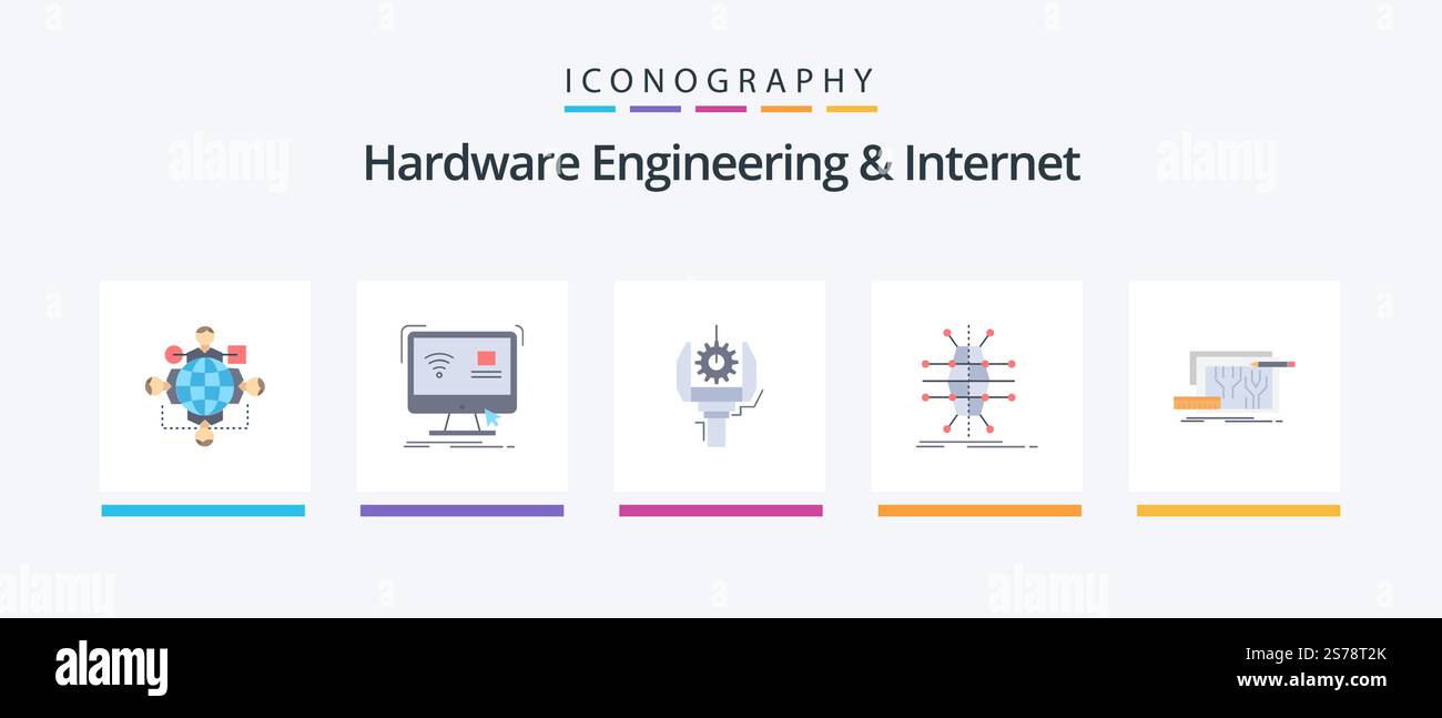 Hardware Engineering And Internet Flat 5 Icon Pack Including ...