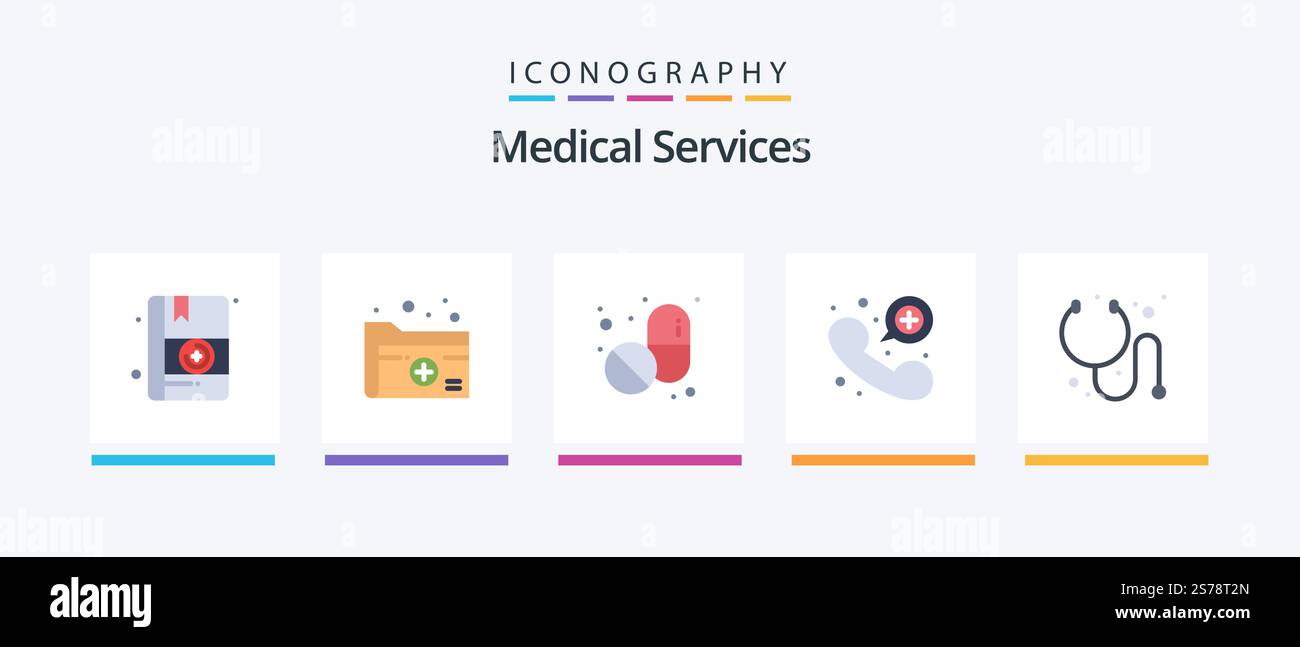 Medical Services Flat 5 Icon Pack Including stethoscope. cure. medical ...