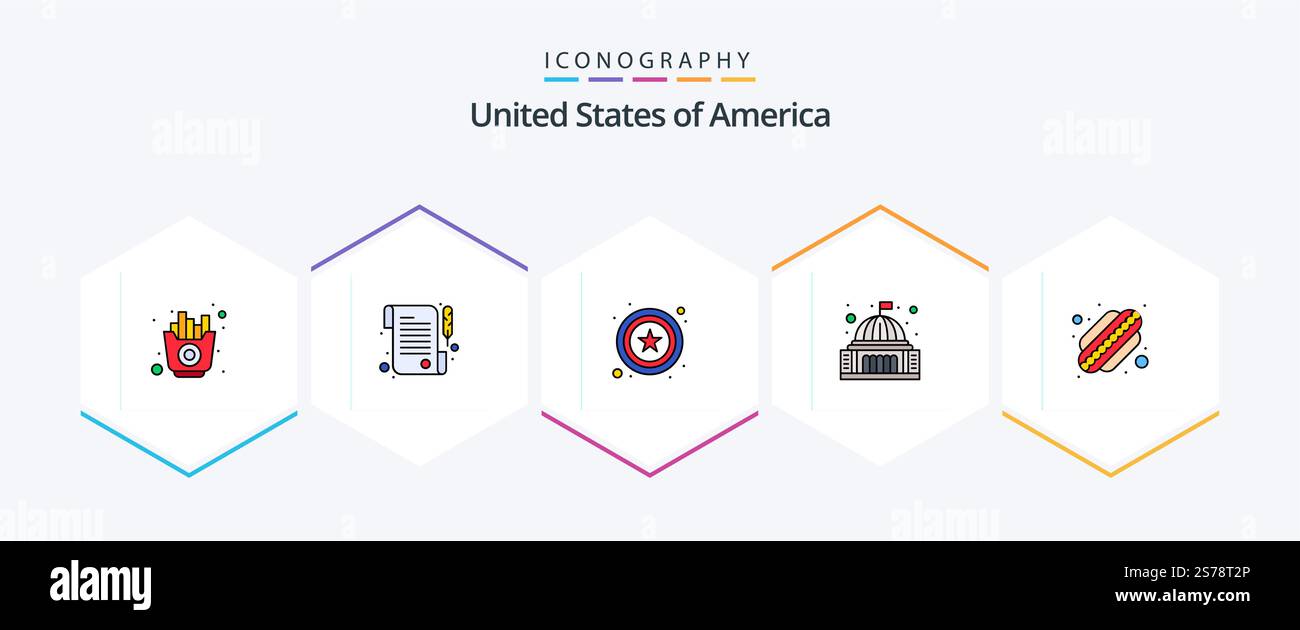 Usa 25 FilledLine icon pack including states. american. star. white ...