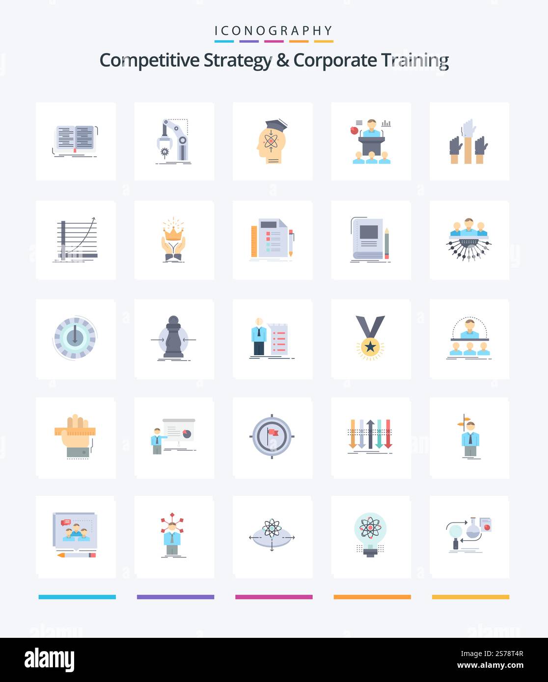 Creative Competitive Strategy And Corporate Training 25 Flat icon pack ...