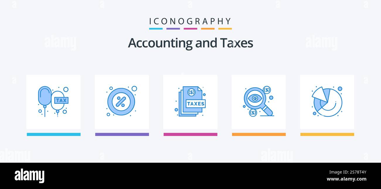 Taxes Blue 5 Icon Pack Including coin. sheet. piece. page. document ...