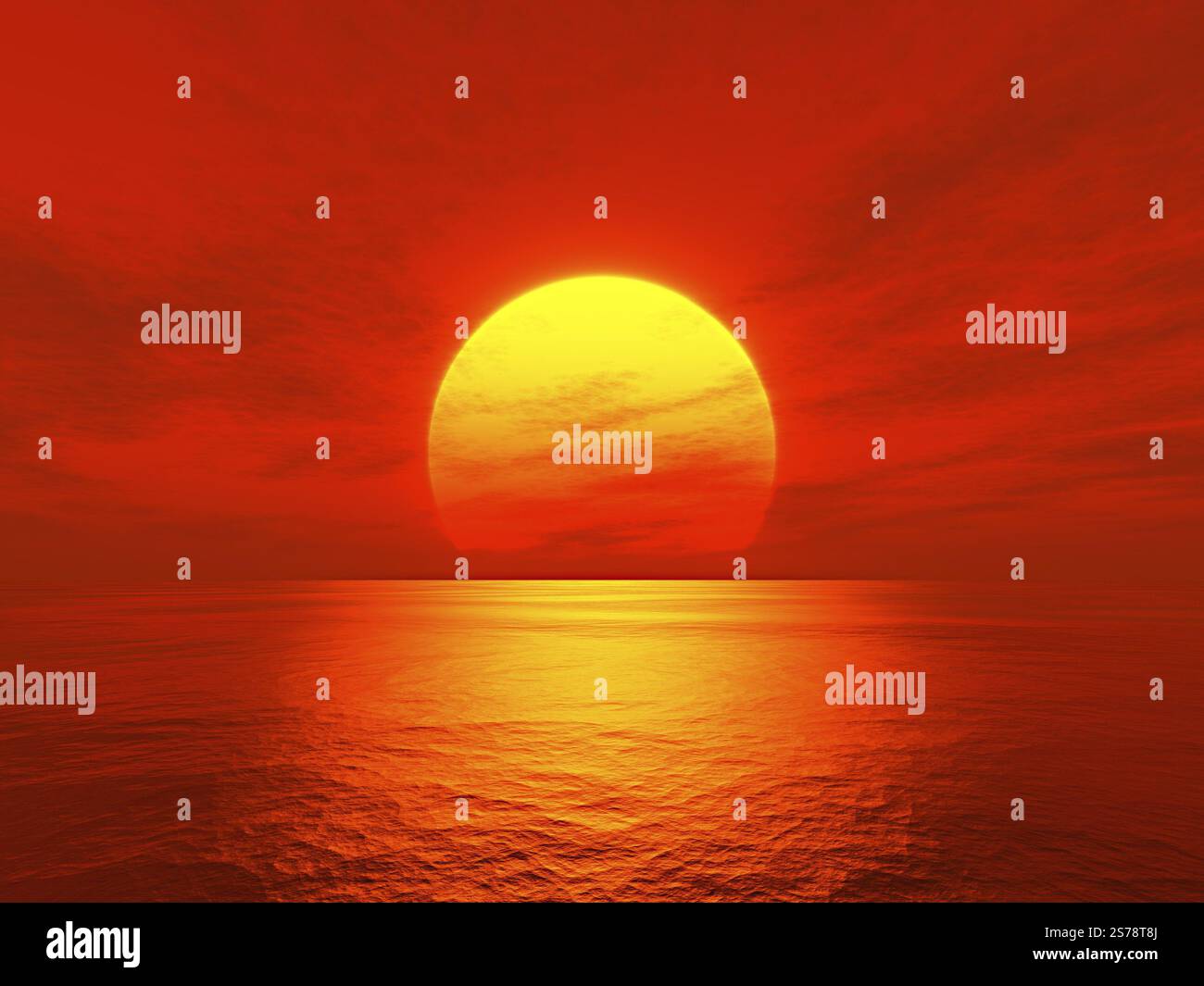 An illustration of a bright ocean sunset Stock Photo - Alamy