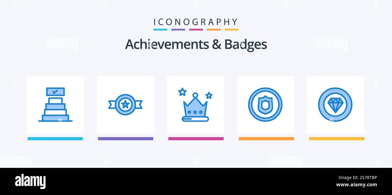 Achievements and Badges Blue 5 Icon Pack Including jewelry ...