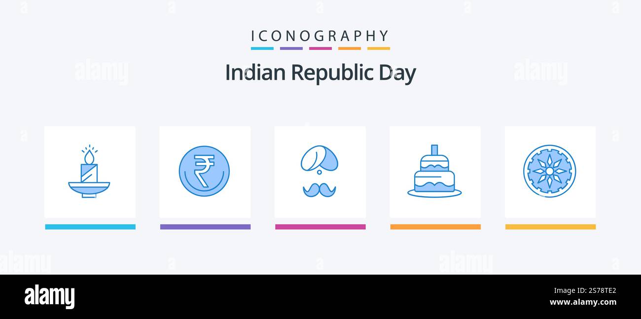Indian Republic Day Blue 5 Icon Pack Including man. india. currency ...