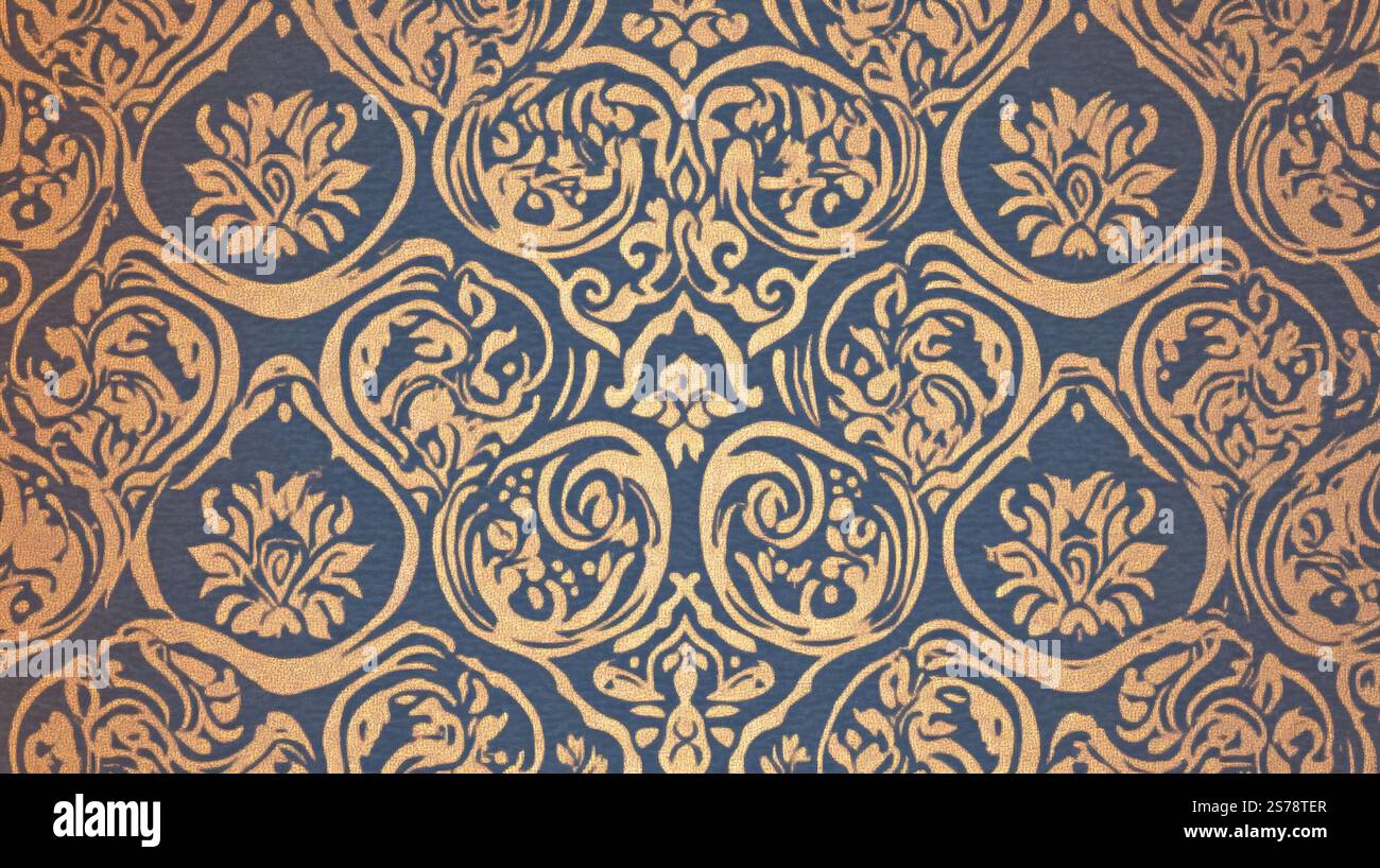 Elegant and sophisticated midnight blue Thai floral pattern with ...