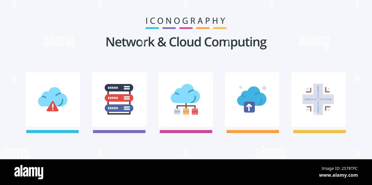 Network And Cloud Computing Flat 5 Icon Pack Including . location. server. map. upload. Creative ...