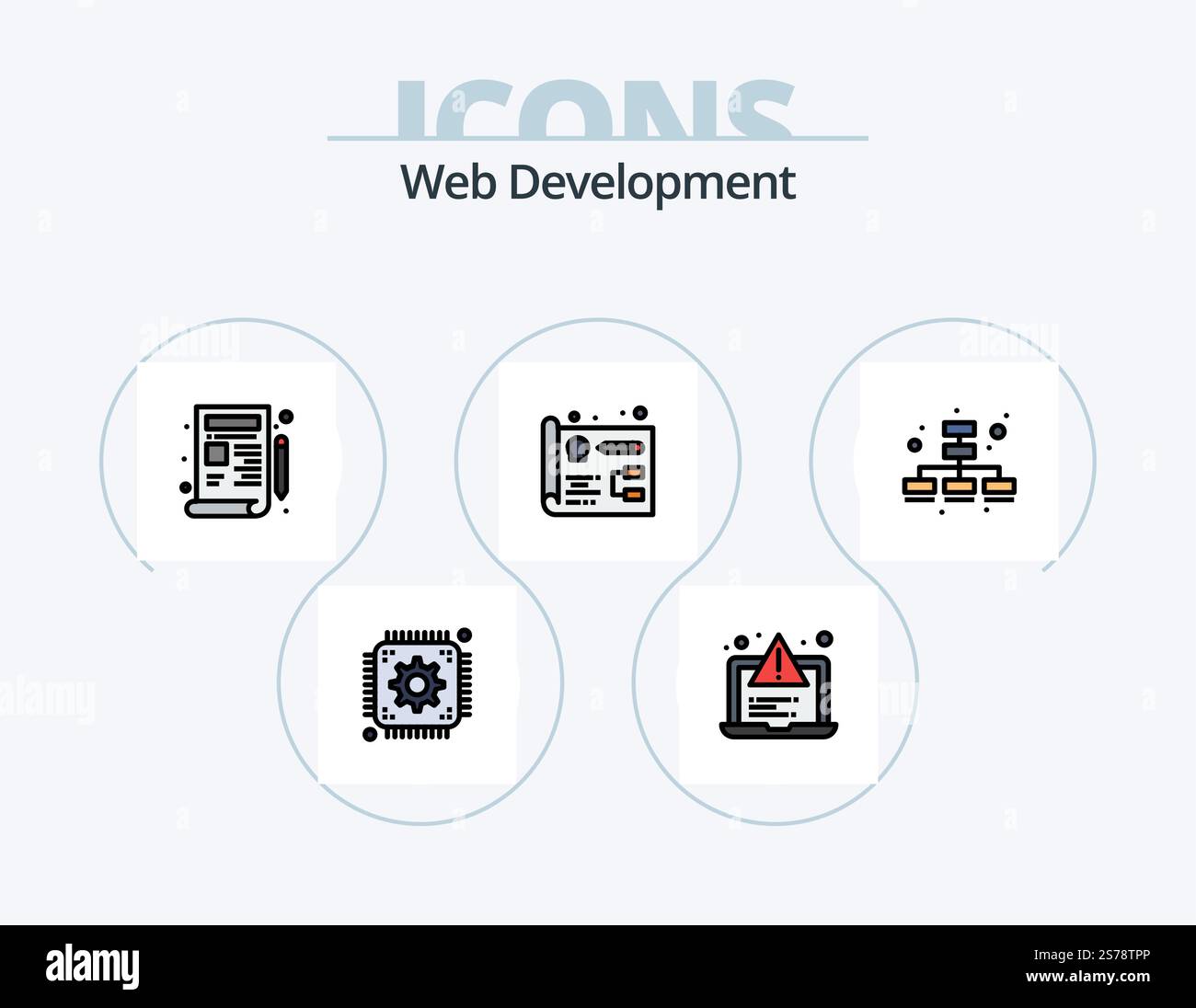 Web Development Line Filled Icon Pack 5 Icon Design. . mockup design. browser. setting ...