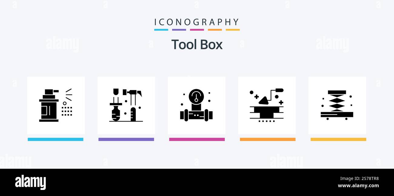 Tools Glyph 5 Icon Pack Including industry. wall. manometer. trowel. brick. Creative Icons ...