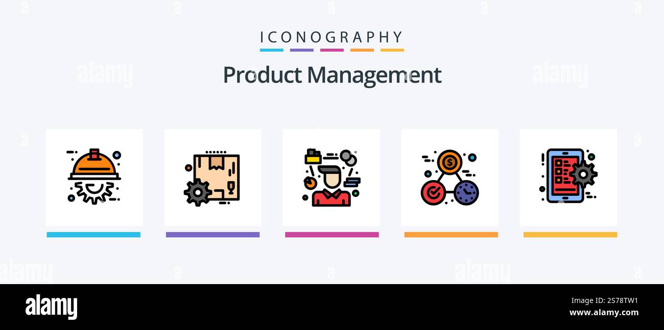Product Management Line Filled 5 Icon Pack Including management. data. technology. business ...