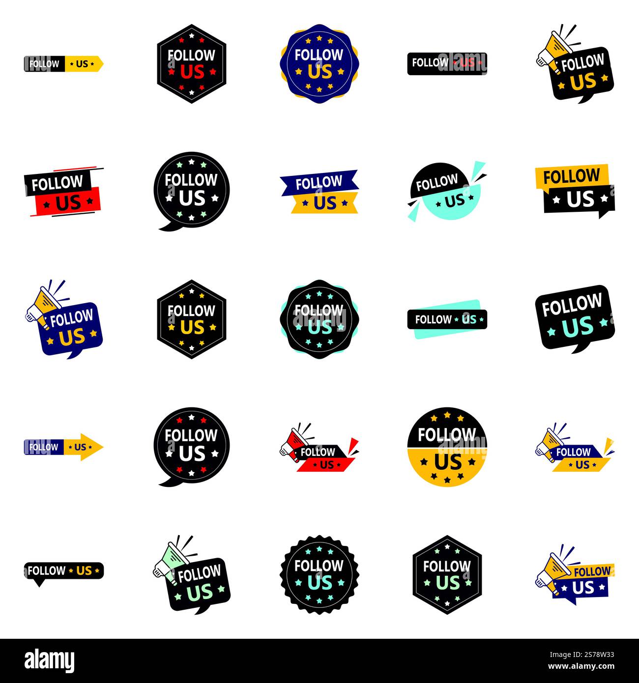 25 Creative Follow Us Banners for Instagram and YouTube Stock Vector ...