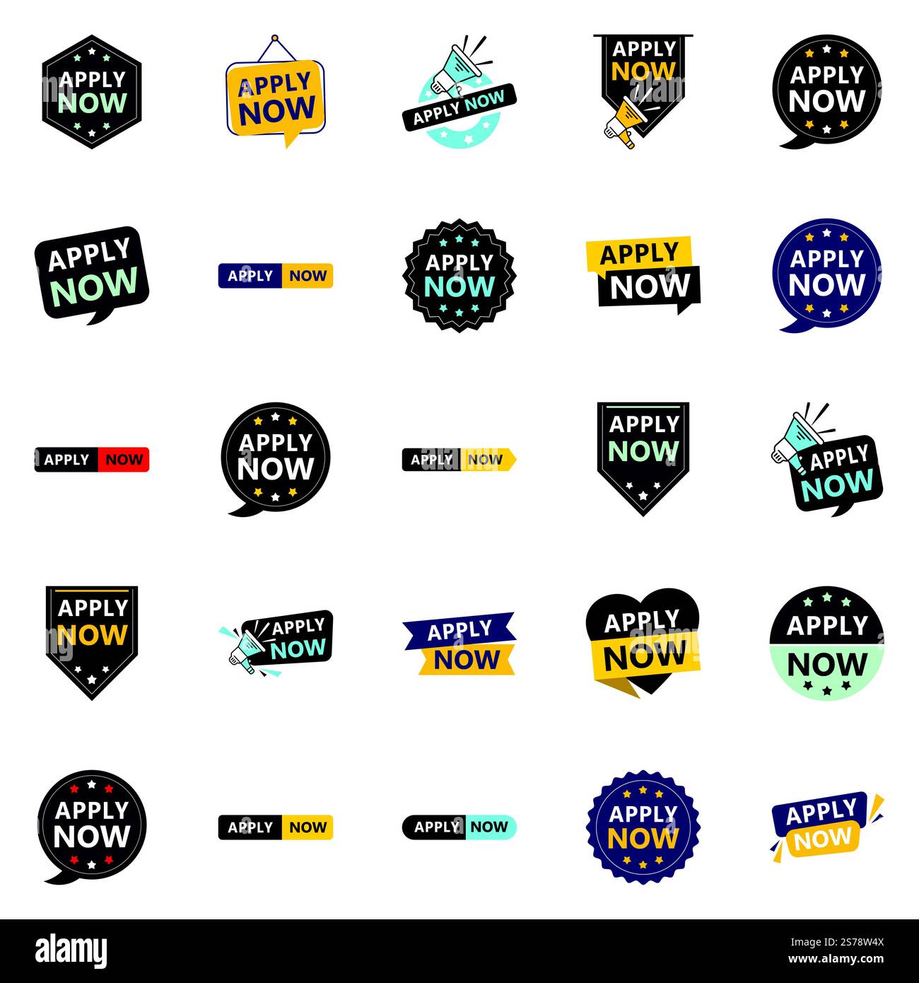 Make a Statement with Our Pack of 25 Apply Now Banners Stock Vector ...