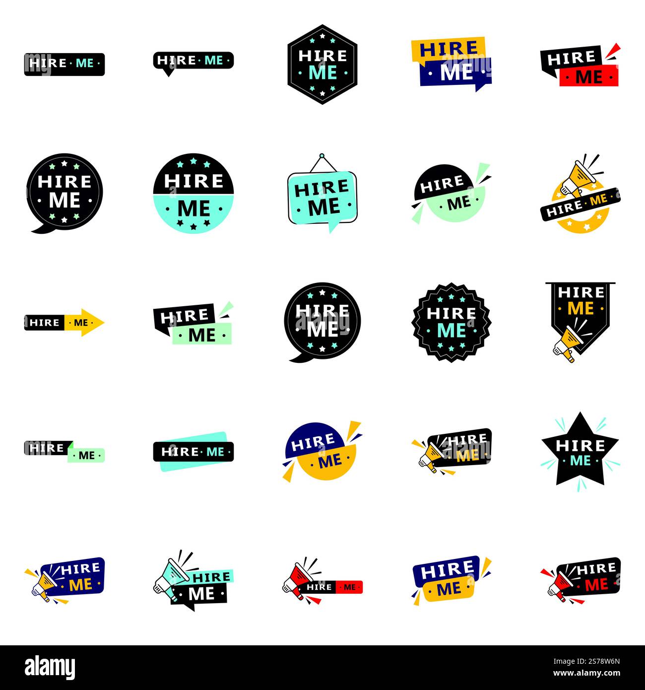 Get Hired Faster with Our Pack of 25 Hire Me Banners Stock Vector Image ...