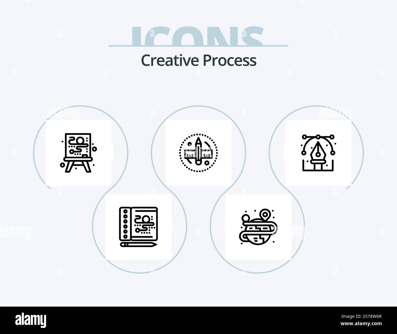 Creative Process Line Icon Pack 5 Icon Design. . file. creative ...