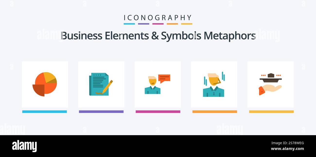 Business Elements And Symbols Metaphors Flat 5 Icon Pack Including man ...