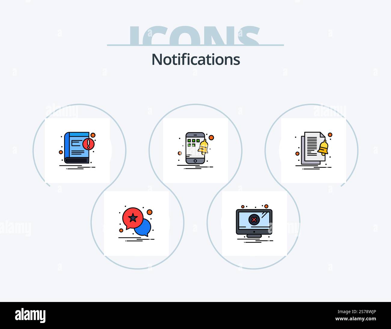 Notifications Line Filled Icon Pack 5 Icon Design. notification. alarm ...